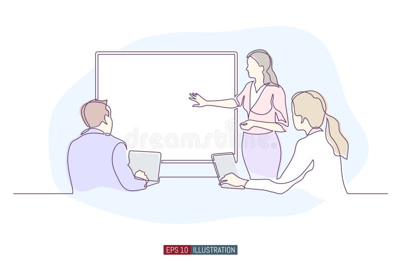 Continuous Line Drawing of Business Brief, Presentation or Training ...