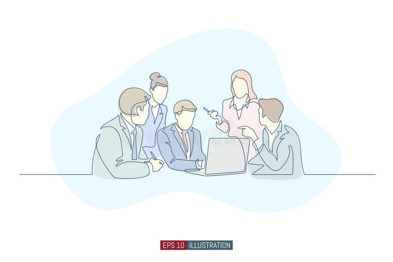 Continuous Line Drawing of Business Brief, Presentation or Training ...