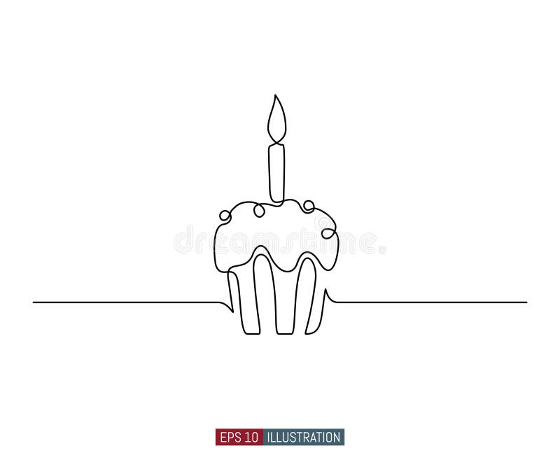 Continuous Line Drawing Birthday Cake Candle Stock Illustrations – 119 ...