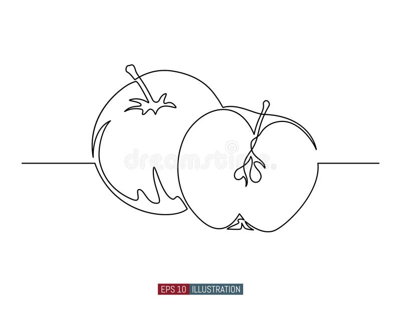 Continuous Line Apple Drawing Stock Illustrations – 596 Continuous Line ...