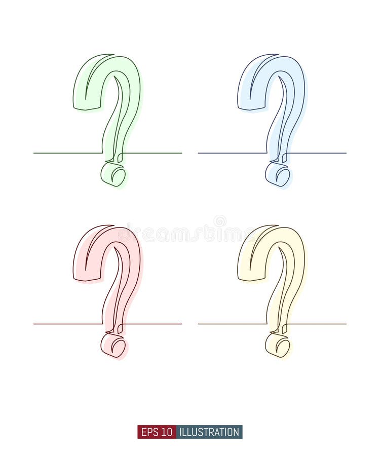 Continuous Line Drawing of 3D Question Mark. Vector Illustration. Stock ...