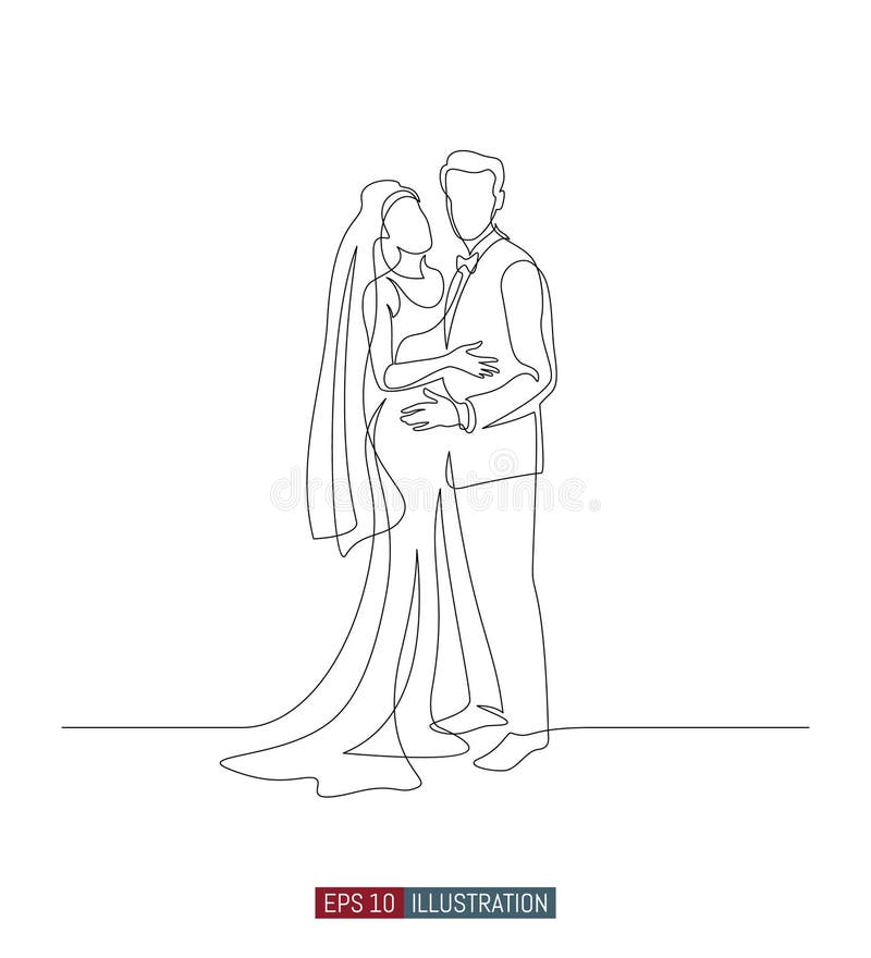 Bride Groom Line Drawing Stock Illustrations – 2,136 Bride Groom Line ...