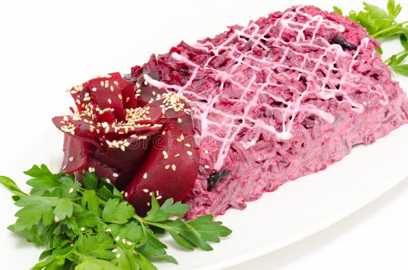 Fish Under Beetroot and Vegetables Stock Photo - Image of salad ...