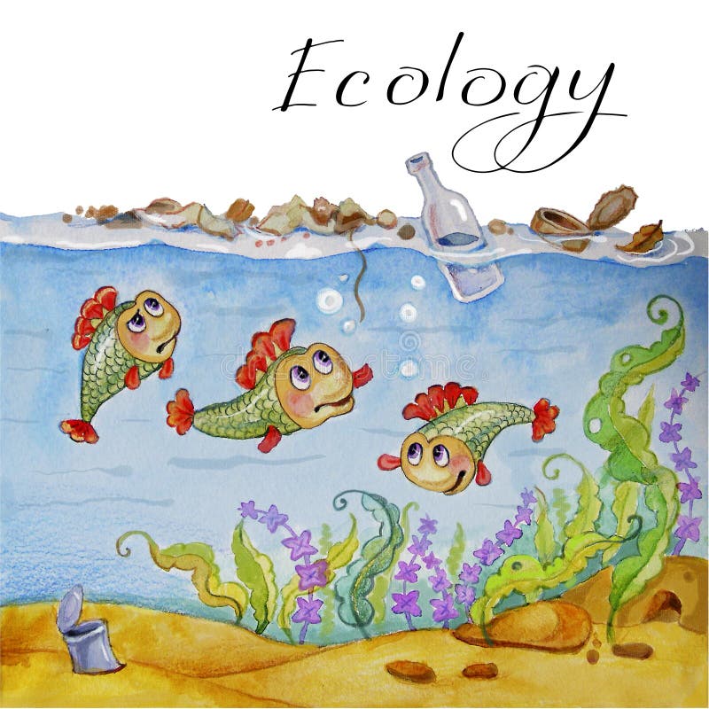 Fish Under Water. Environmental Problems for Children Stock ...