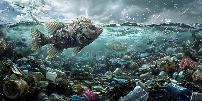Fish Underwater Around Garbage Stock Photo - Image of life, tropical ...