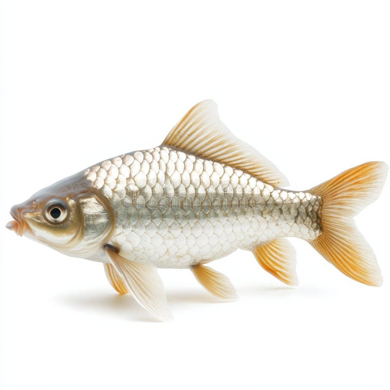A Fish is Uniquely Positioned Upright on a Clean White Surface ...