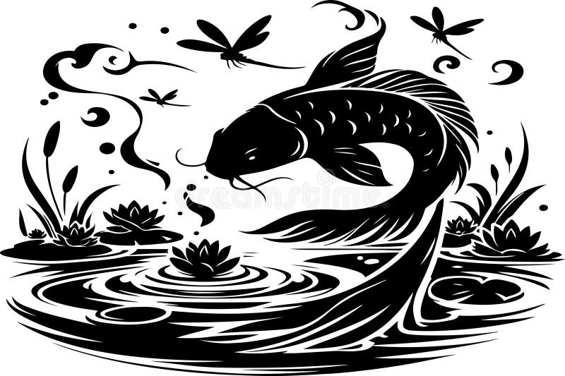 Fish Vactor Silhouette Art. Stock Illustration - Illustration of black ...