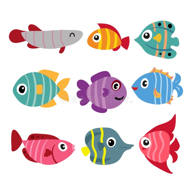 Fish Vector Collection Design Stock Vector - Illustration of color ...