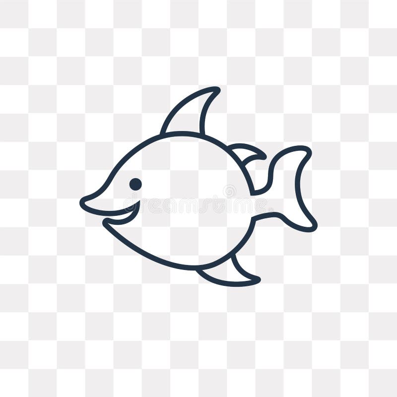 Fish Vector Icon Isolated on Transparent Background, Linear Fish Stock ...