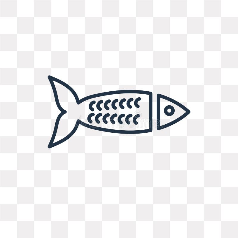 Fish Vector Icon Isolated on Transparent Background, Linear Fish Stock ...