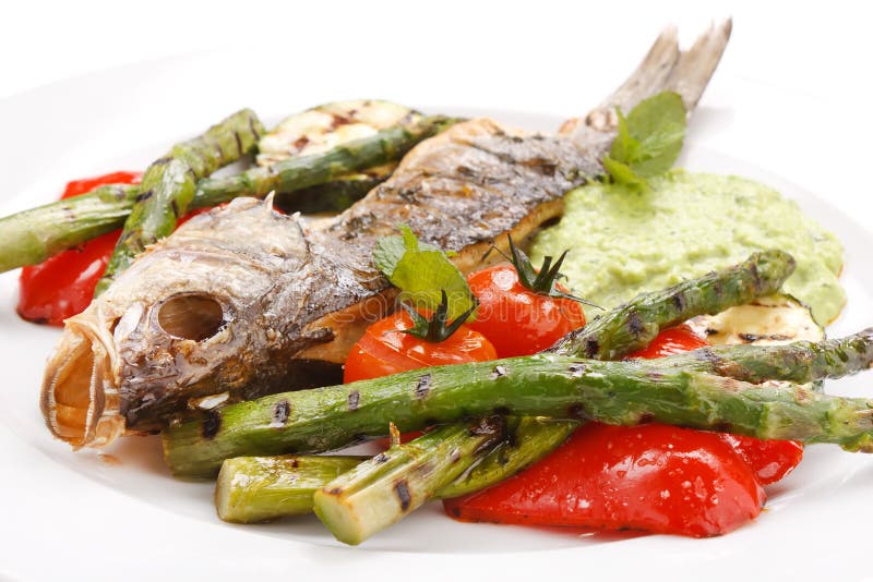 Fish with vegetables stock photo. Image of garnish, grill - 17134546