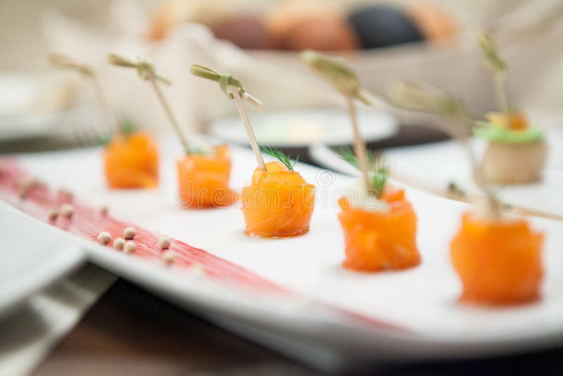 Fish and Vegetables Canapes Stock Image - Image of lunch, lime: 65170335