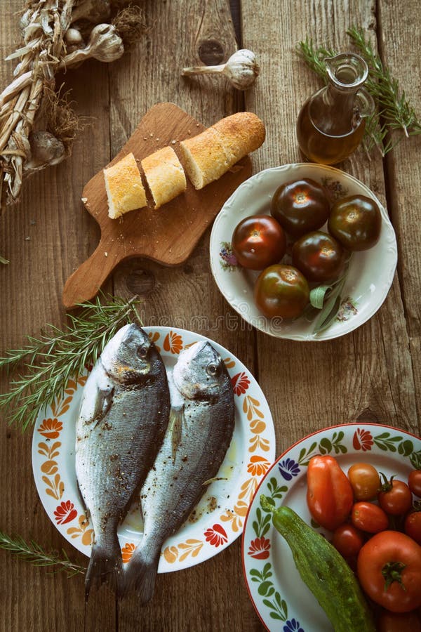 Fish and vegetables stock image. Image of fishing, chef - 52051157