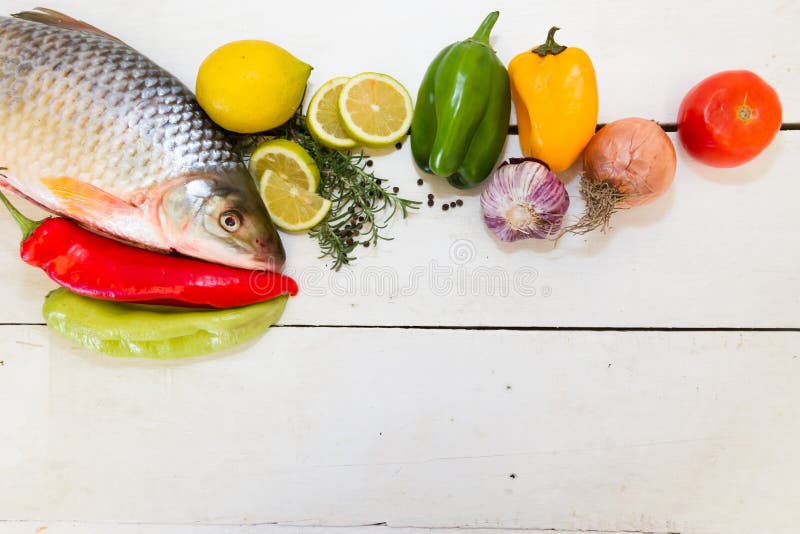 Decorative Border with Space for Fish and Vegetable Text Stock Photo ...