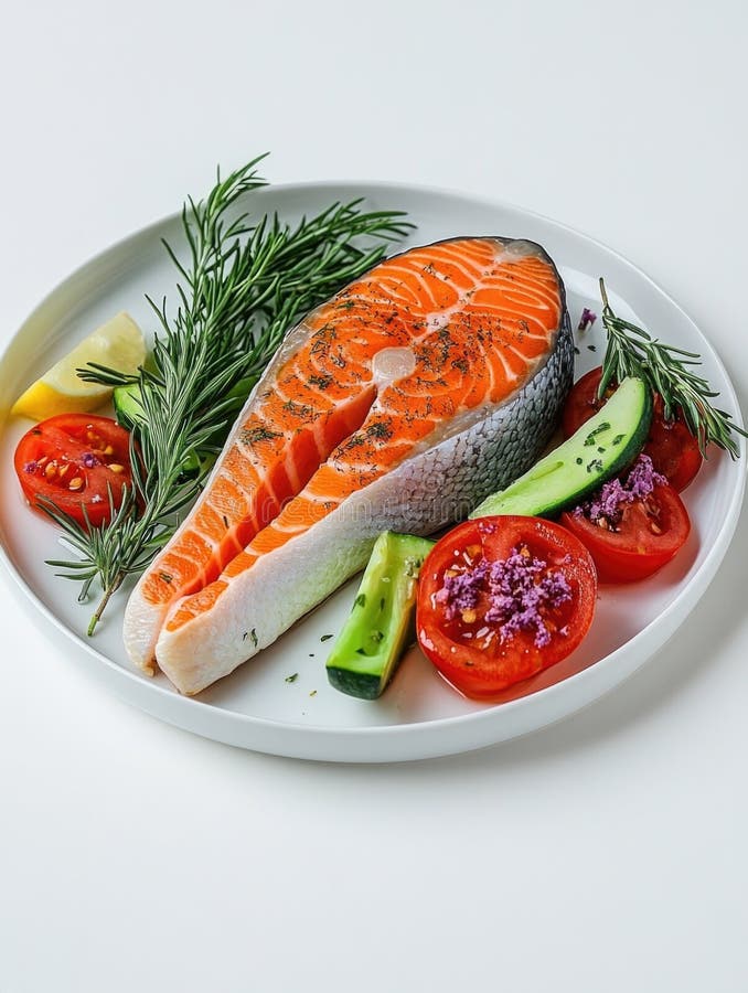 Fish and Vegetables on Plate Stock Photo - Image of vegetables, food: 380043040