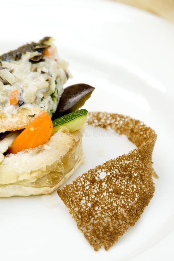 Fish with Vegetables, Rice and Potatoes, Bread Stock Photo - Image of ...