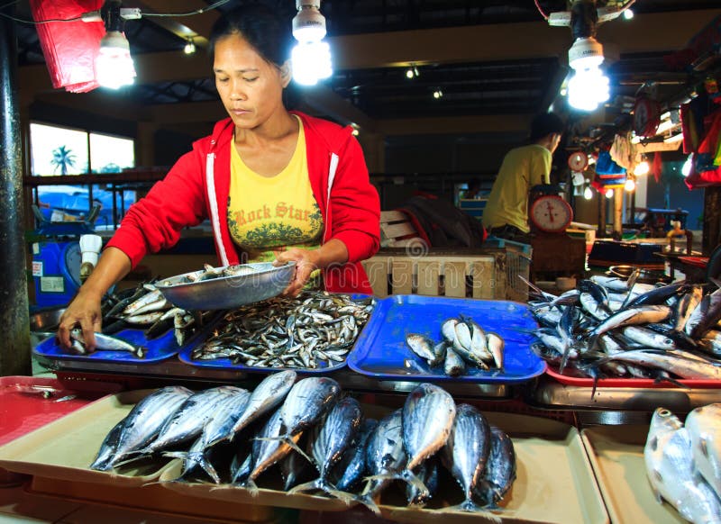 Fish vendor editorial stock image. Image of outdoors - 103677544