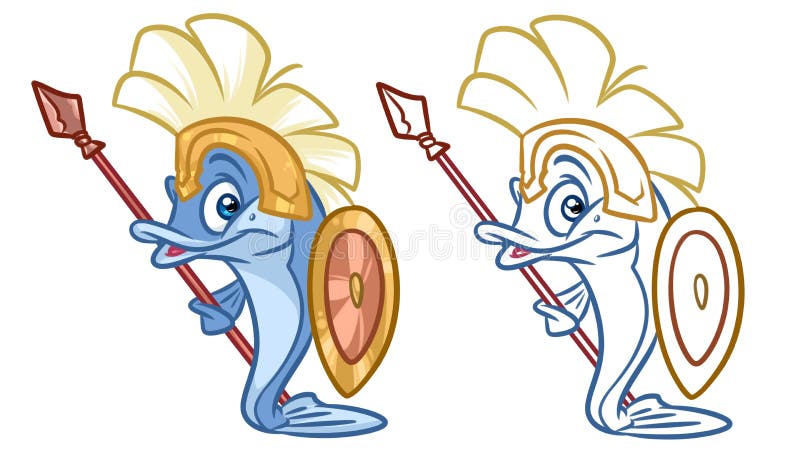 Fish Warrior Cartoon Illustrations Stock Illustration - Illustration of ...
