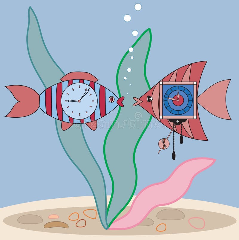 Fish and watch stock vector. Illustration of sand, swim - 45697930