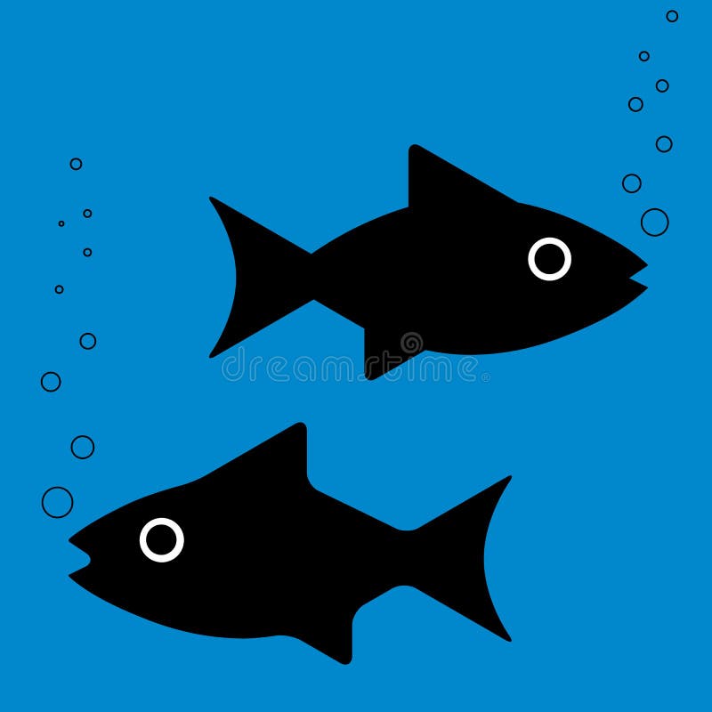 Fish in Water with Bubbles - Vector Icons Stock Vector - Illustration ...