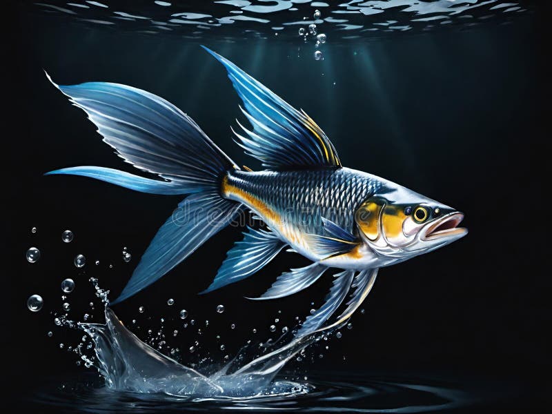 Fish in Water Splash. Abstract Illustration of Fish Stock Illustration ...