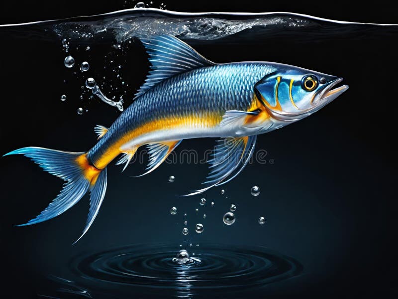 Fish in Water Splash. Abstract Illustration of Fish Stock Illustration ...