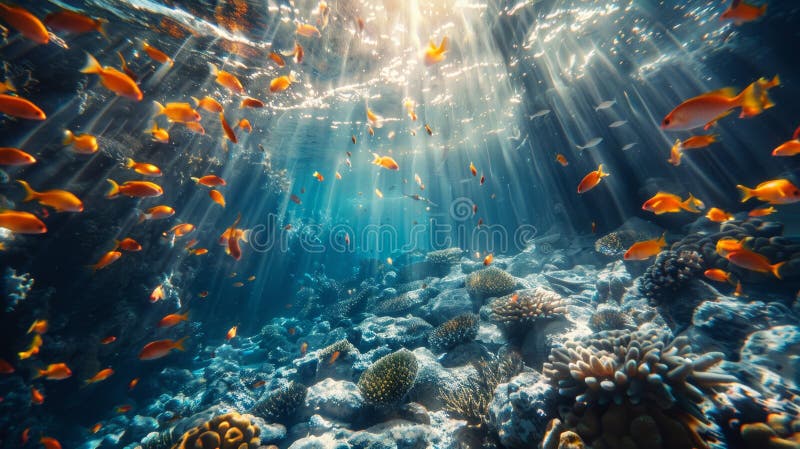 Underwater View Beautiful Sea , Animal Under the Sea Stock Illustration ...
