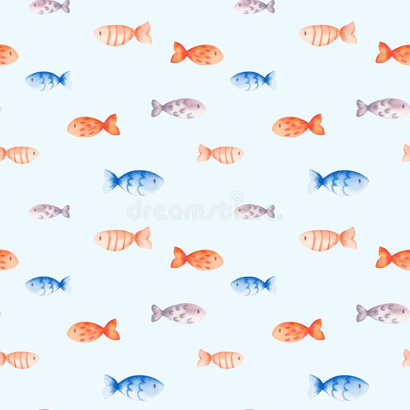 278 Blue Fish Seamless Pattern Cartoon Style Fish Stock Photos - Free ...