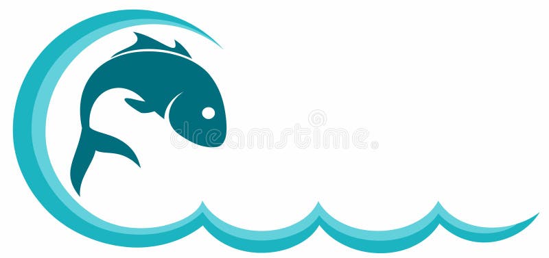 Fish with wave. stock vector. Illustration of template - 144572616
