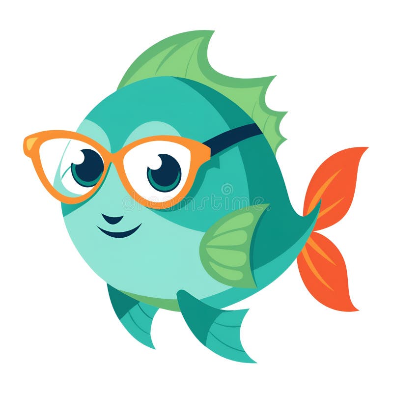 A Fish Wearing Glasses is Smiling Stock Illustration - Illustration of ...