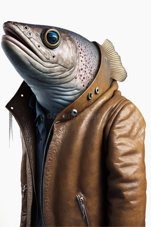 Fish Wearing Leather Coat. Generative AI Stock Illustration ...