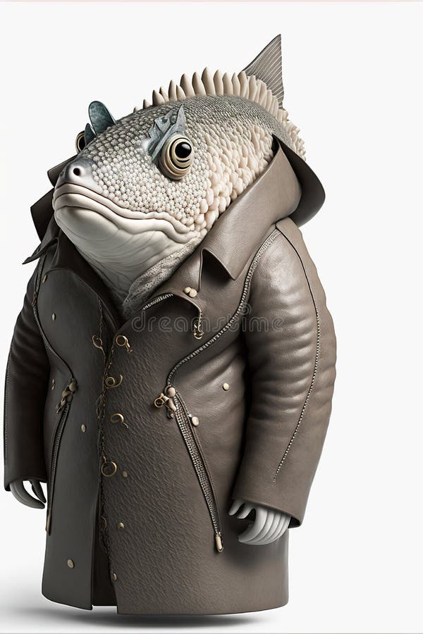 Fish Wearing Leather Coat. Generative AI Stock Illustration ...