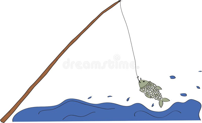 Fish Which Was Caught on a Fishing-rod Stock Vector - Illustration of ...