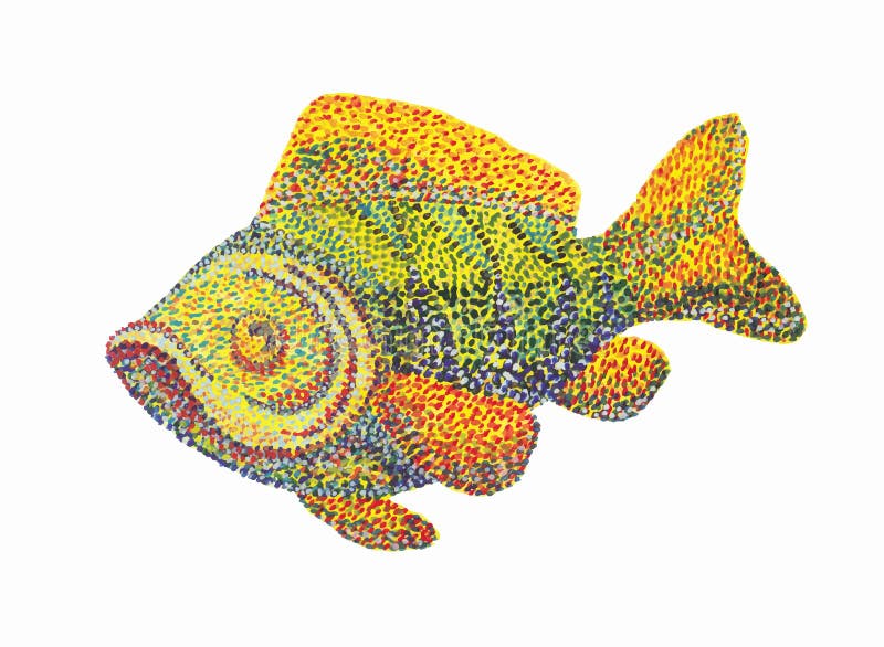Fish on White Background.Pointillism Stock Illustration - Illustration ...