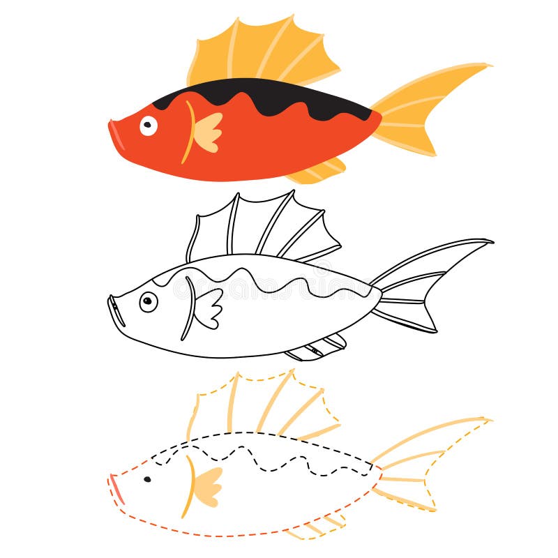 Fish Worksheet Vector Design Stock Vector - Illustration of dashed ...
