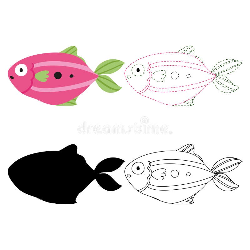 Fish Worksheet Vector Design for Kid Stock Illustration - Illustration ...