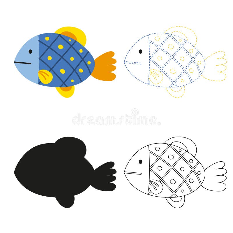 Fish Worksheet Vector Design for Kid Stock Vector - Illustration of ...