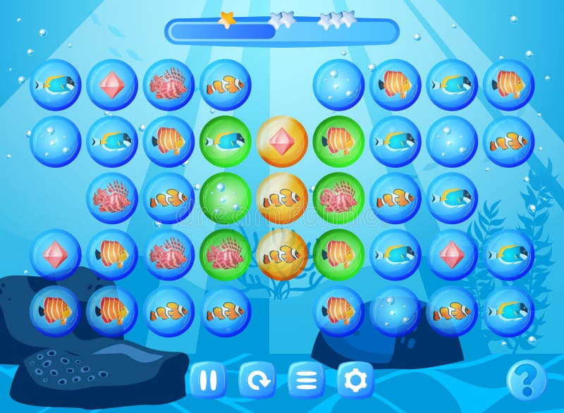 Fish World Game, Art User Interface Underwater Button, Transition Level ...