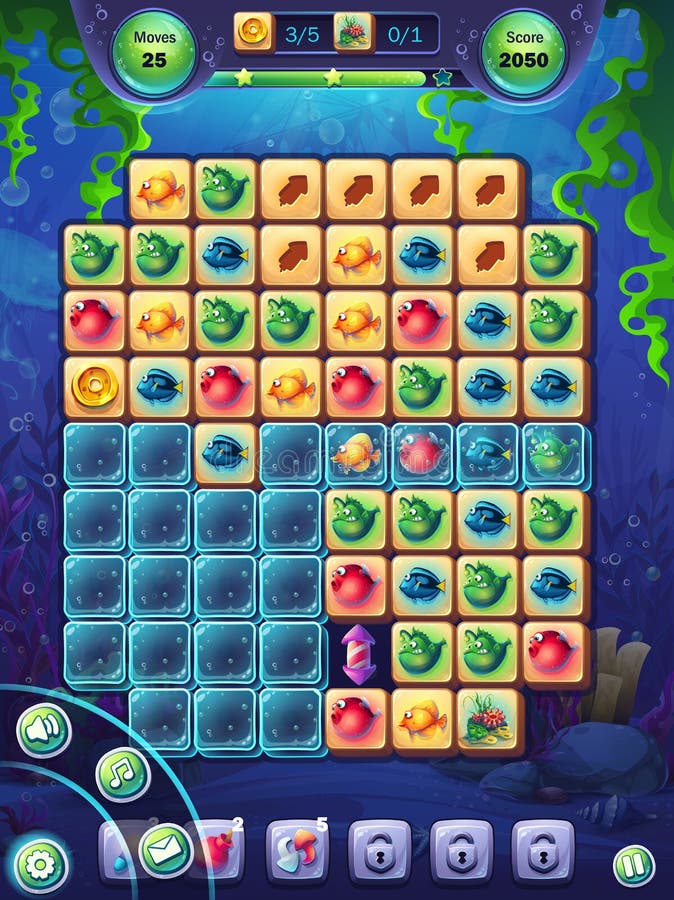 Fish World Playing Field Vector Illustration Screen for Tablets Stock ...