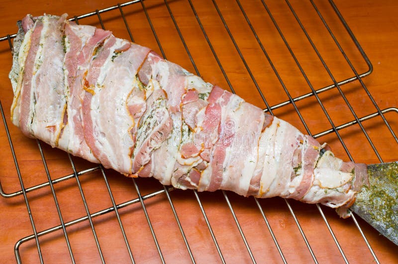 Fish wrapped in bacon stock image. Image of meat, delicious - 31417745