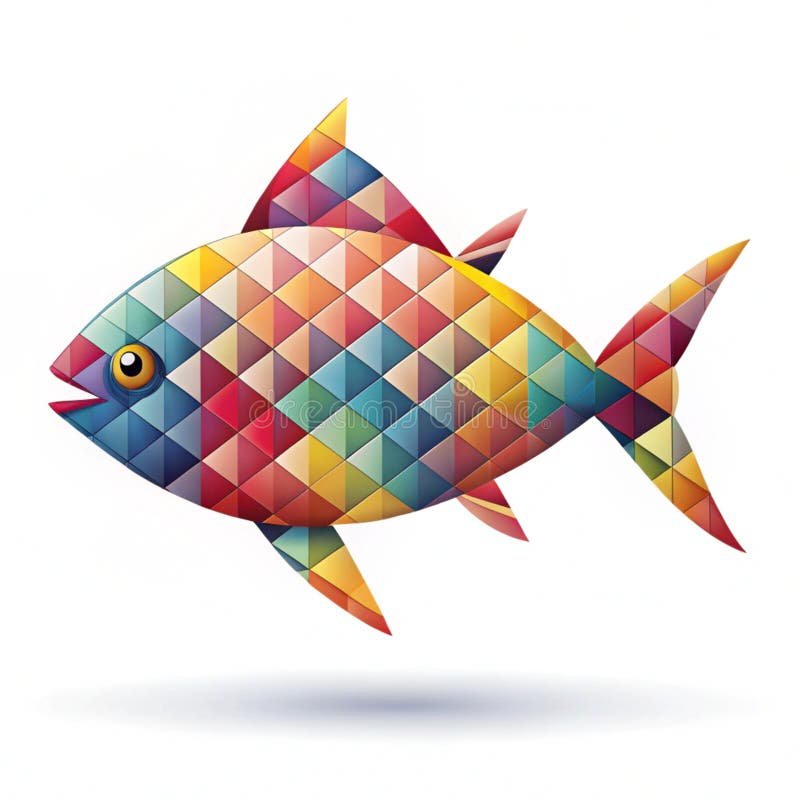 Geometric Abstract Fish with Zigzag Tail Stock Illustration ...