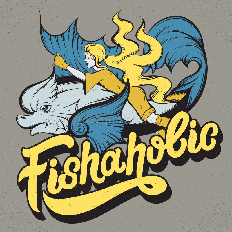 Fishaholic Lettrage Manuscrit Illustration de Vecteur - Illustration du ...