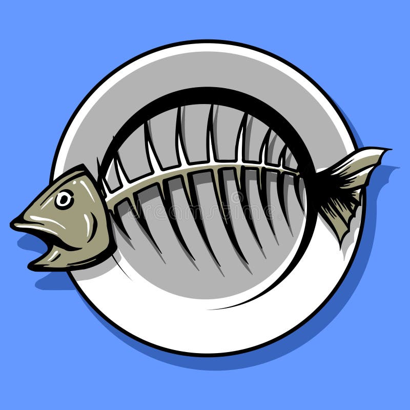 Fishbone Cartoon on a Plate Stock Vector - Illustration of fishbone ...