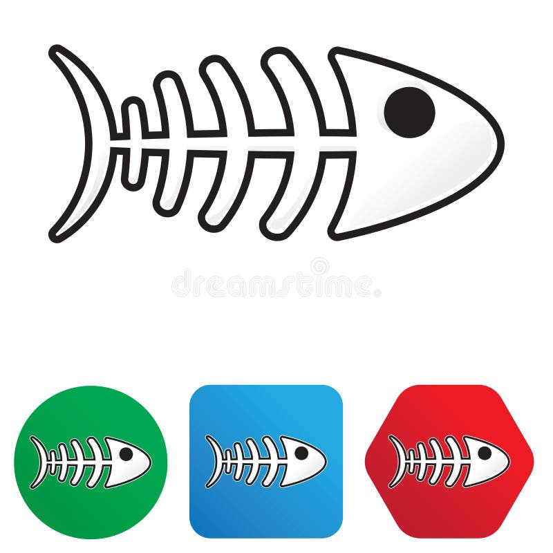 Fishbone Cartoon Style Sticker Stock Vector - Illustration of head ...