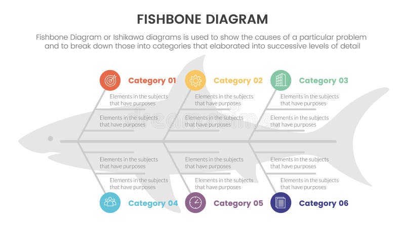 Fishbone Diagram Fish Shaped Infographic with Small Circle Dot ...