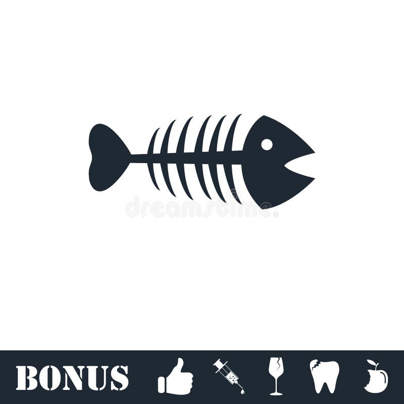 Fishbone icon flat stock vector. Illustration of dark - 151744839