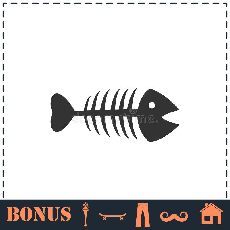 Fishbone icon flat stock illustration. Illustration of paint - 201671724