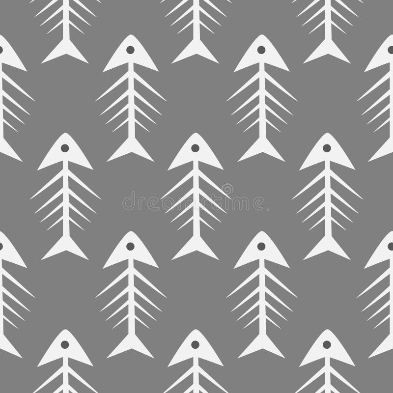Fishbone Monochrome Seamless Vector Pattern Stock Illustrations – 99 ...