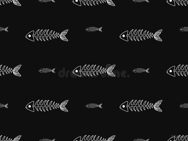 Fishbone Seamless Pattern on Black Background Stock Illustration ...