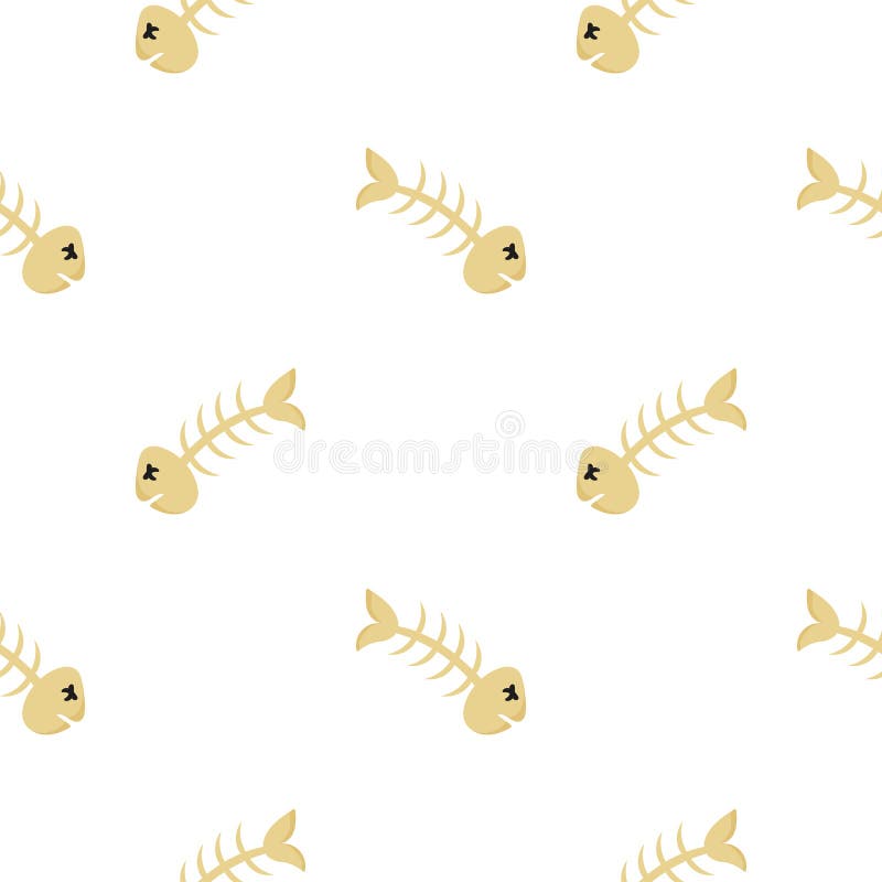 Fishbone Seamless Pattern on White Background Stock Vector ...